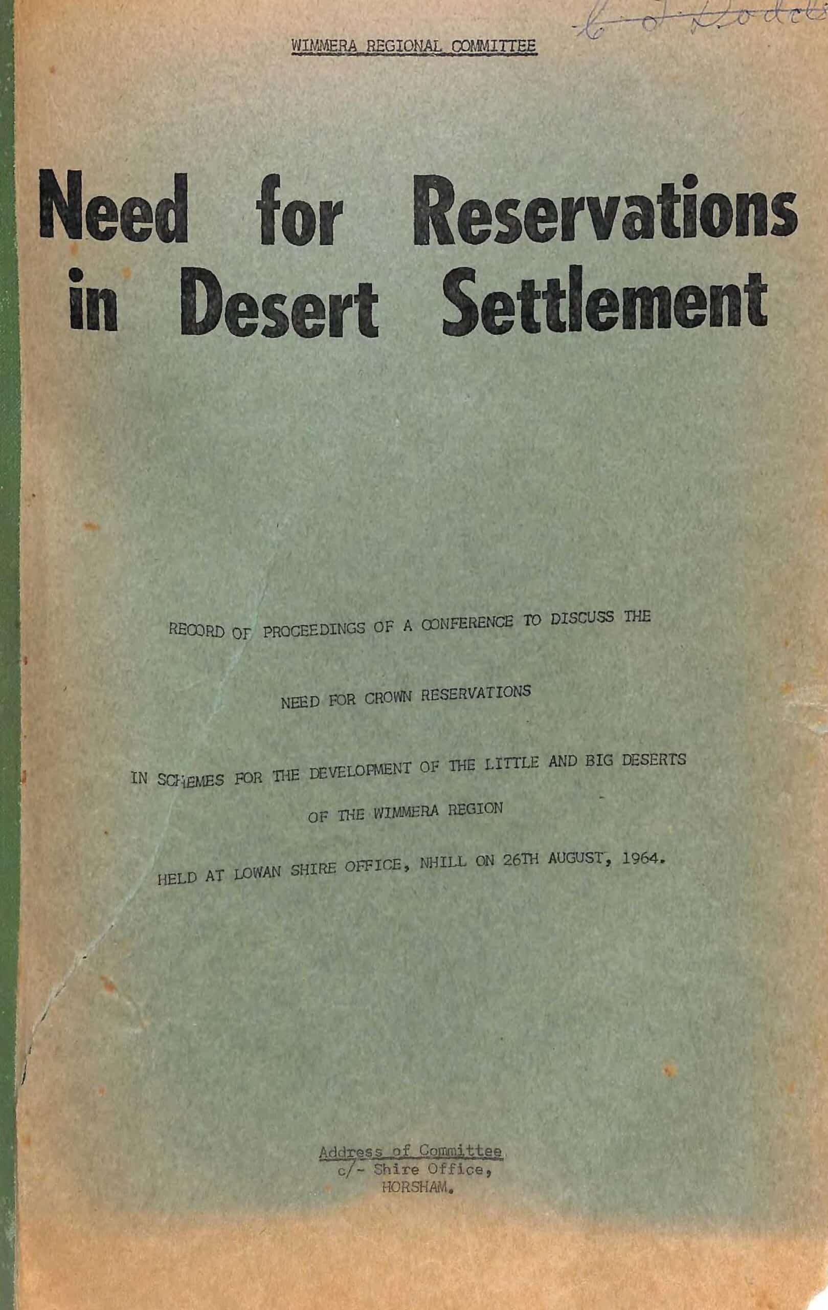 Need for Reservations in Desert Settlement - Parks & Leisure Australia